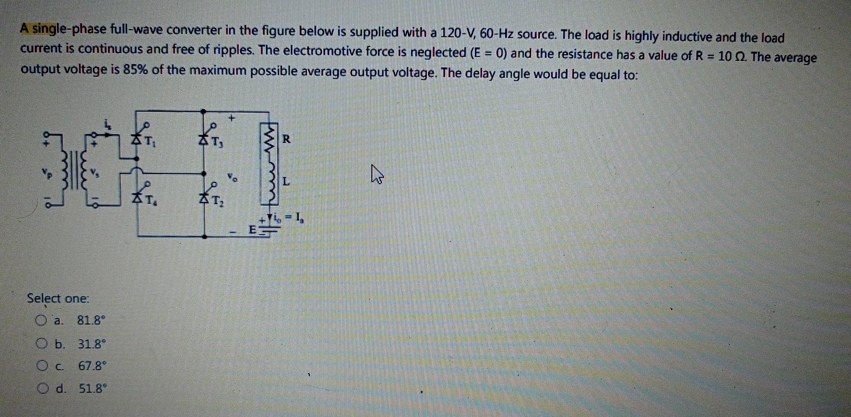 Solved A single-phase full-wave converter in the figure | Chegg.com