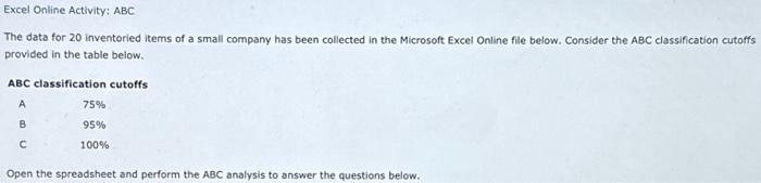 Solved The data for 20 inventoried items of a small company | Chegg.com