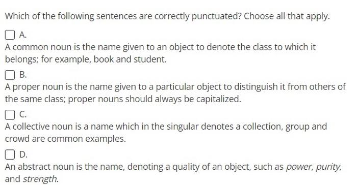 Which of the following sentences are correctly | Chegg.com