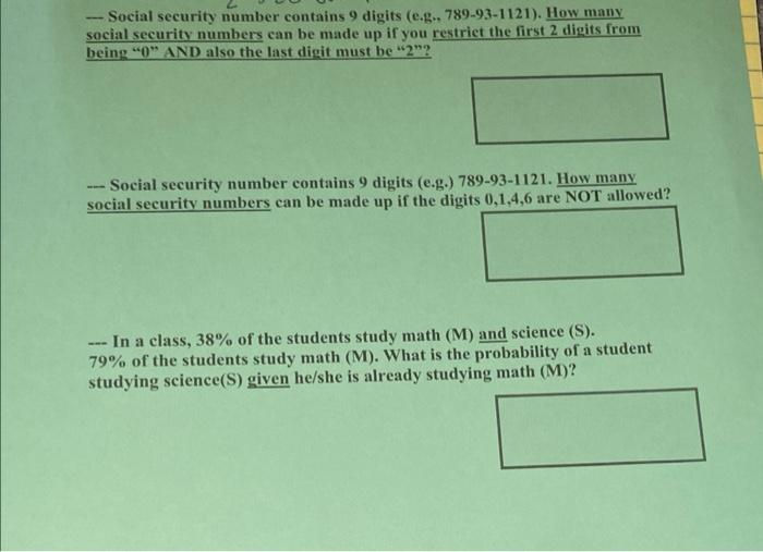 Solved Social security number contains 9 digits (e.g., | Chegg.com