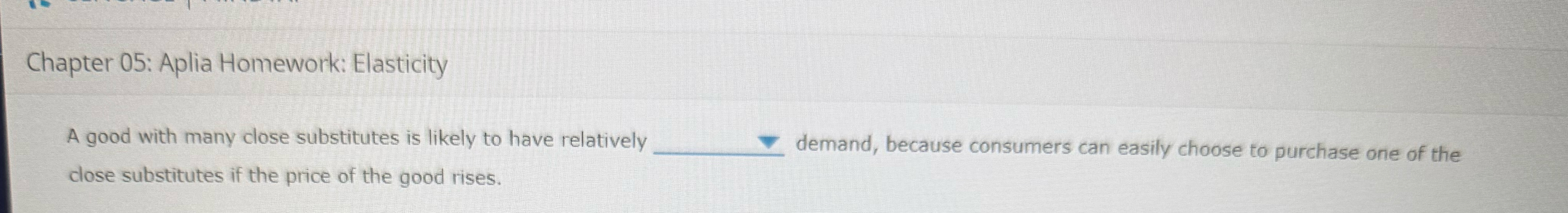 Solved Chapter 05: Aplia Homework: ElasticityA good with | Chegg.com