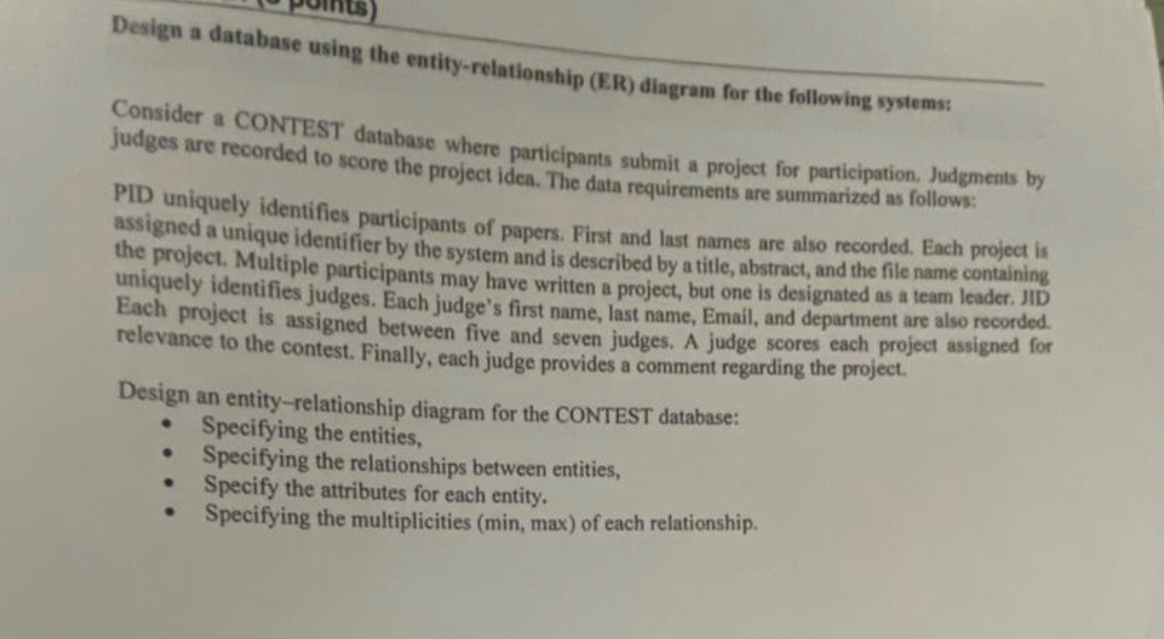 Solved Design a database using the entity-relationship (E.R) | Chegg.com