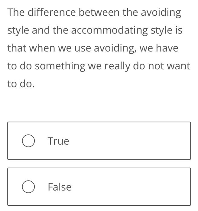 Solved The difference between the avoiding style and the | Chegg.com