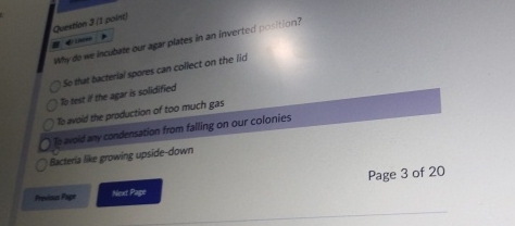 Solved Whr do me incubute our ager plates in an inverted | Chegg.com