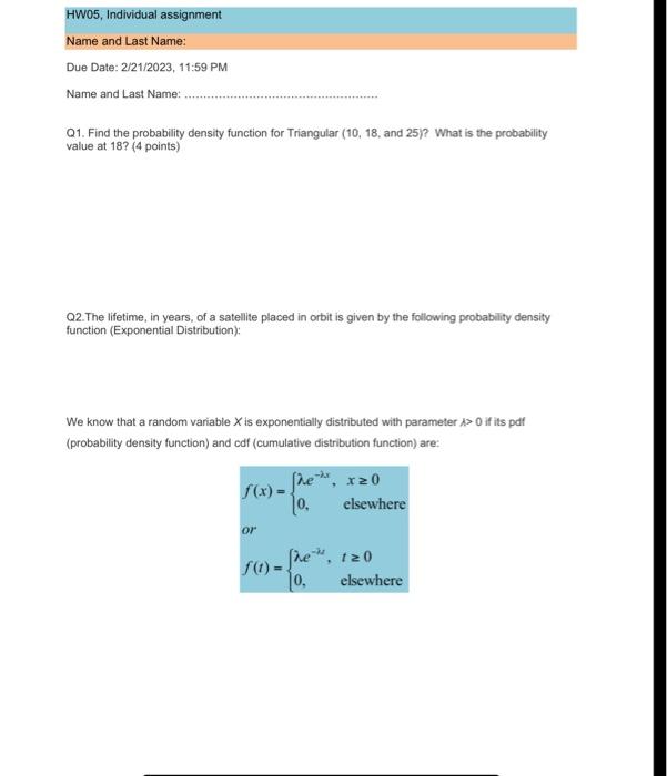 Q1. Find the probability density function for | Chegg.com