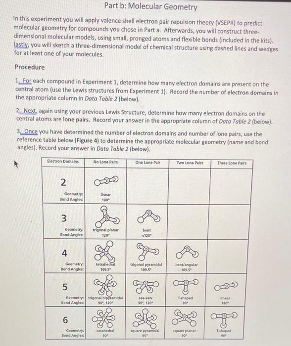 Solved Part b: Molecular Geometry In this experiment you | Chegg.com