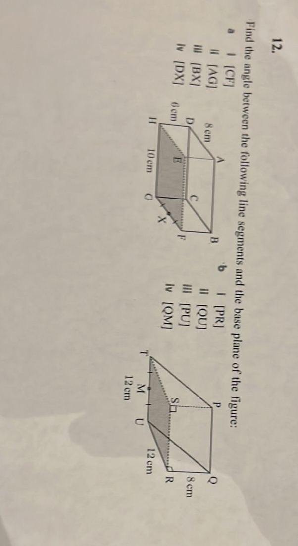 Solved Find the angle between the following line segments | Chegg.com