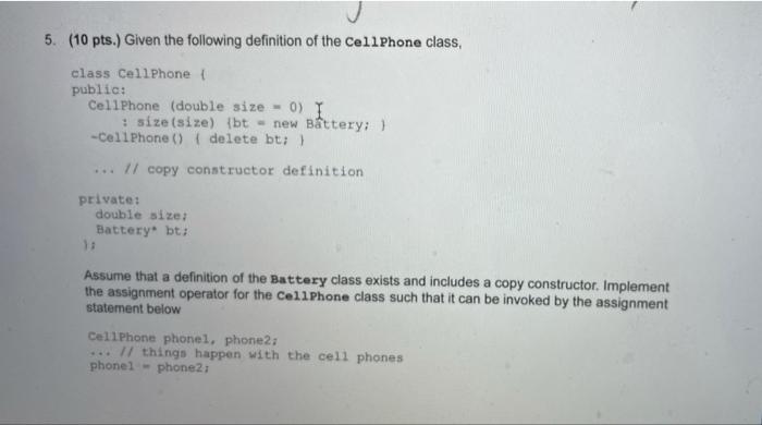 Solved 5. (10 pts.) Given the following definition of the | Chegg.com