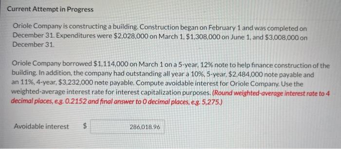 Solved Current Attempt in Progress Oriole Company is | Chegg.com