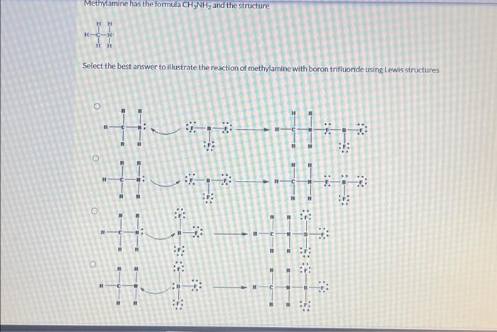 Solved Methylamine has the formula CH3NH₂ and the structure | Chegg.com