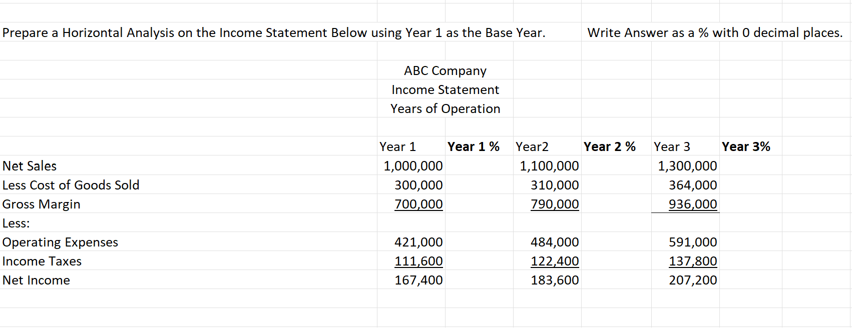 Solved Prepare a Horizontal Analysis on the Income Statement | Chegg.com