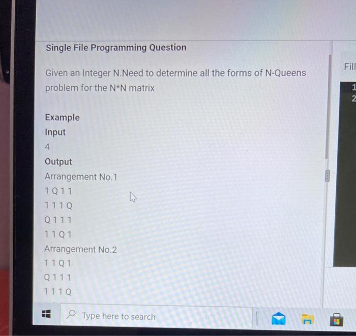 Solved Single File Programming Question Fill Given an | Chegg.com