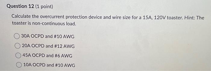 Solved Calculate the overcurrent protection device and wire | Chegg.com