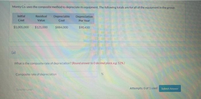 Solved Monty Co, uses the composite method to depreciate its | Chegg.com