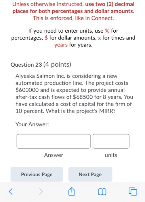 Solved Unless otherwise instructed, use two (2) decimal | Chegg.com