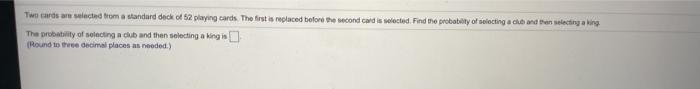 Solved Two cards an elected troma standard deck of 62 | Chegg.com
