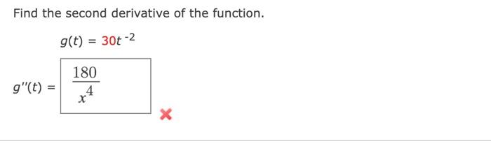 Solved Find the second derivative of the function. | Chegg.com