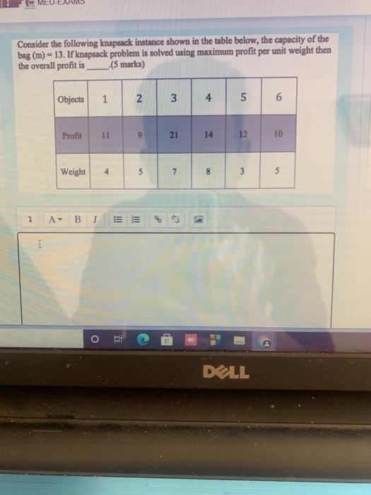 Solved Consider the following knapsack instance shown in the | Chegg.com