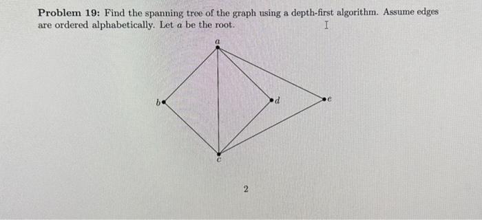 Solved Problem 19: Find the spanning tree of the graph using | Chegg.com