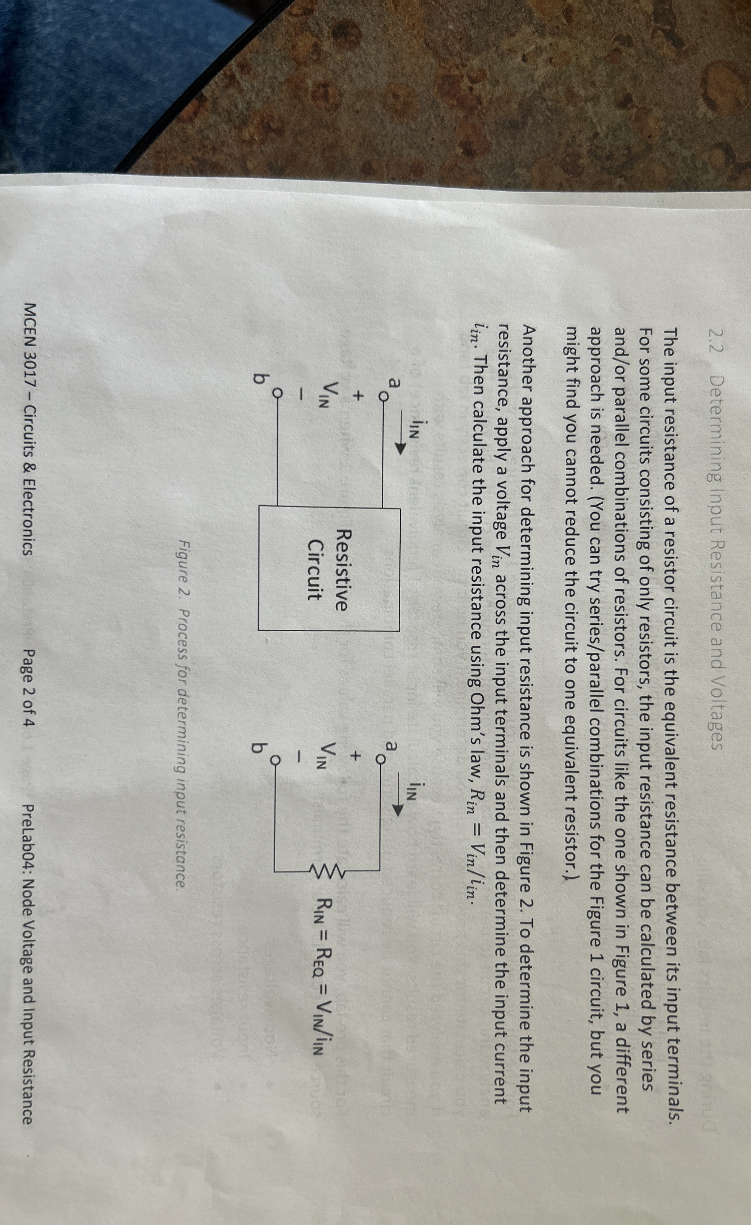 Solved 2.2 ﻿Determining Input Resistance and VoltagesThe | Chegg.com