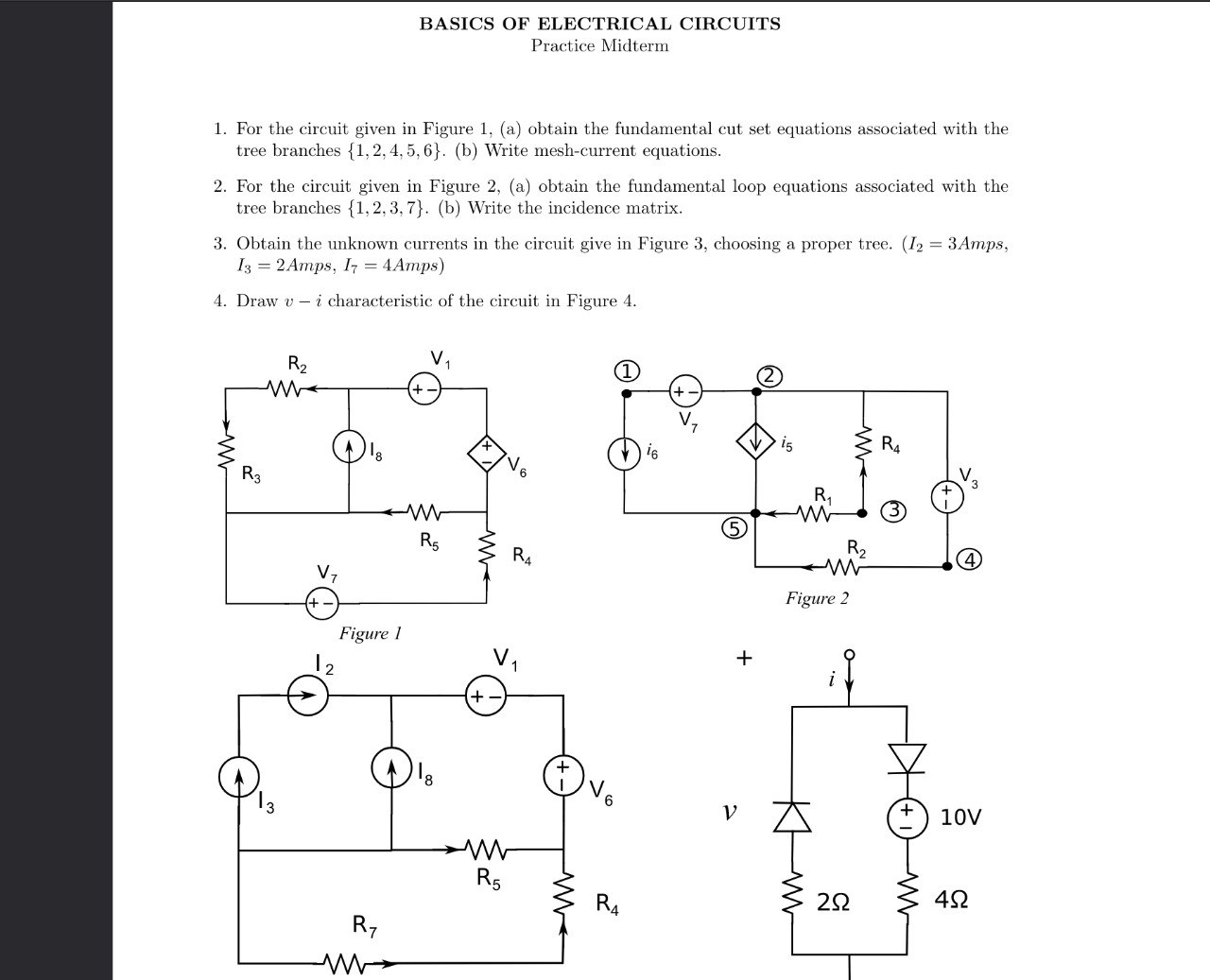 Solved BASICS OF ELECTRICAL CIRCUITSPractice MidtermFor the | Chegg.com