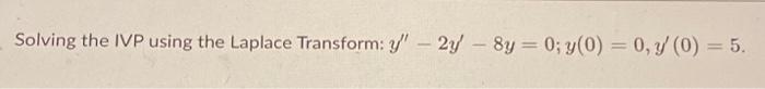 Solved Solving the IVP using the Laplace Transform: | Chegg.com