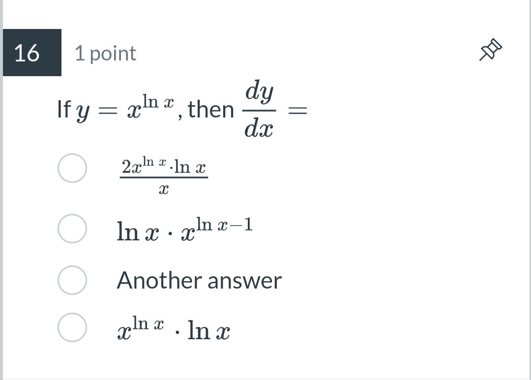 Solved 1 ﻿pointIf y=xlnx, ﻿then | Chegg.com
