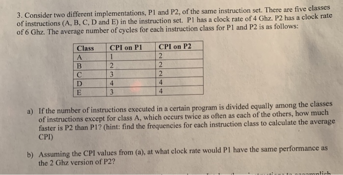 Solved 3. Consider two different implementations, Pl and P2, | Chegg.com