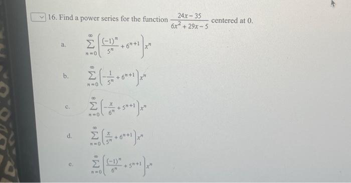 Solved 16. Find a power series for the function | Chegg.com