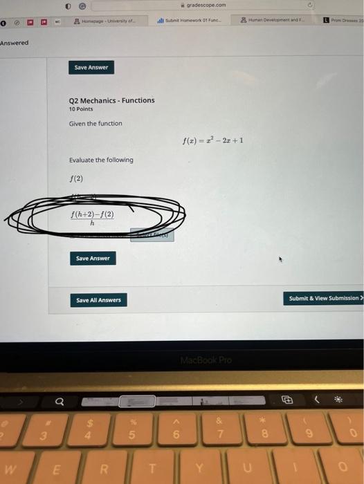 Solved Q2 Mechanics - Functions 10 Points Given the function | Chegg.com