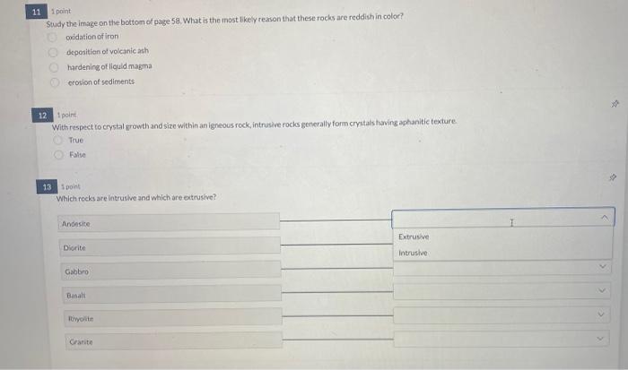 Solved R\&PCh 2: Earth Materials and Features 1 point What | Chegg.com