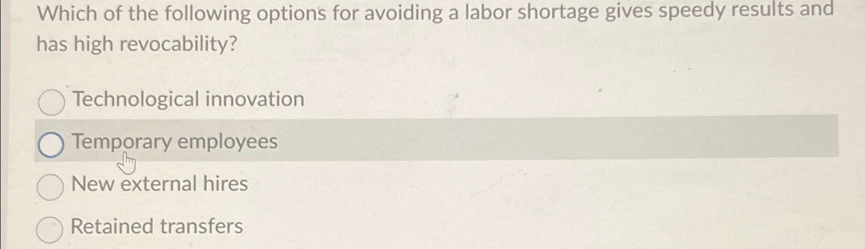 Solved Which of the following options for avoiding a labor | Chegg.com