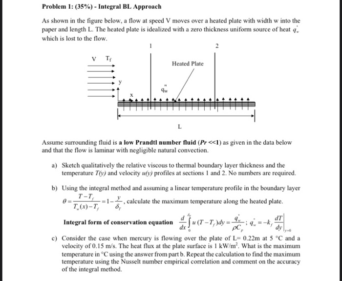 Problem 1: (35%) - Integral BL Approach As shown in | Chegg.com