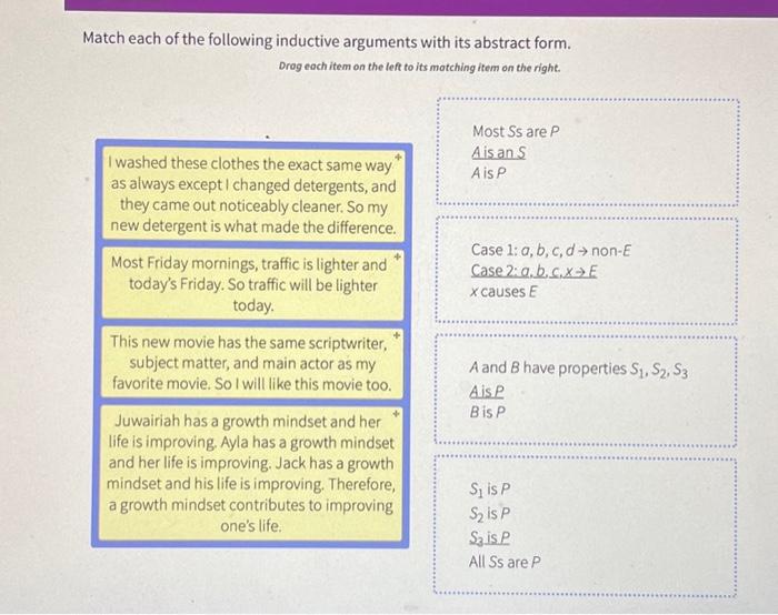 Match each of the following inductive arguments with | Chegg.com