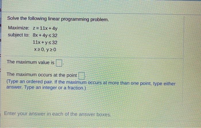 Solved Solve the following linear programming problem. | Chegg.com