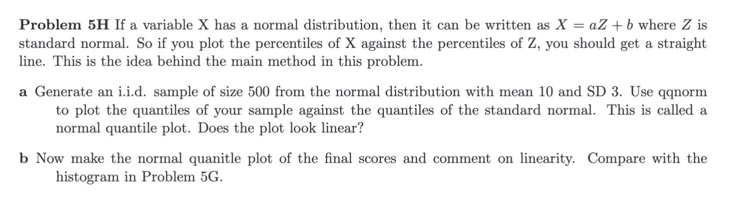 Solved Problem 5H If a variable x ﻿has a normal | Chegg.com