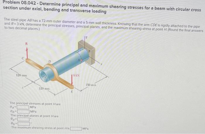 Solved Problem 08.042 - Determine principal and maximum | Chegg.com