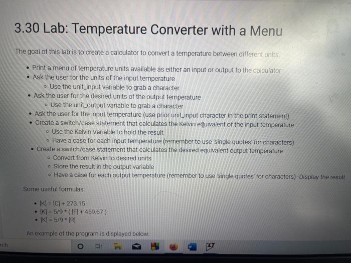 Solved 3.30 Lab: Temperature Converter with a Menu The goal | Chegg.com