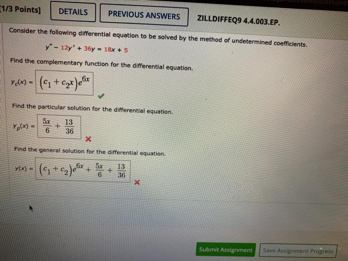Solved 1/3 Points] DETAILS PREVIOUS ANSWERS ZILLDIFFEQ9 | Chegg.com