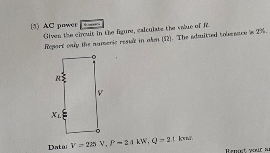 Solved (5) ﻿AC power q, ﻿Given the circuit in the figure, | Chegg.com
