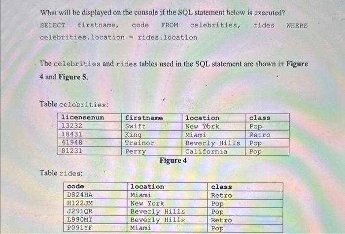 Solved What will be displayed on the console if the SQL | Chegg.com
