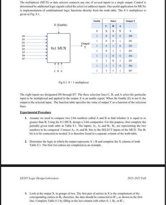 The multiplexer (MUX) or data selector connects any | Chegg.com