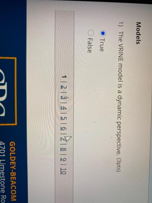 Solved Models 1) The VRINE model is a dynamic perspective. | Chegg.com