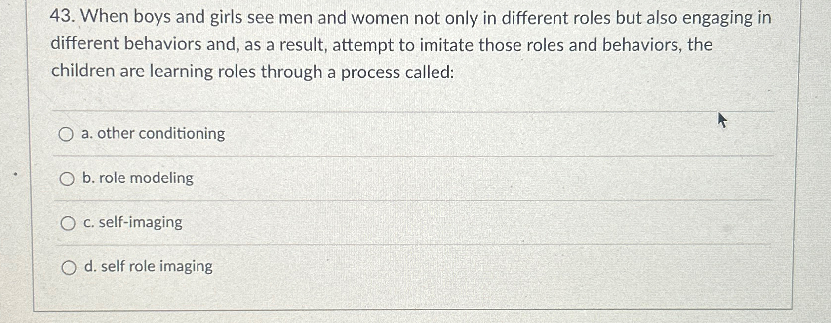 Solved When boys and girls see men and women not only in | Chegg.com