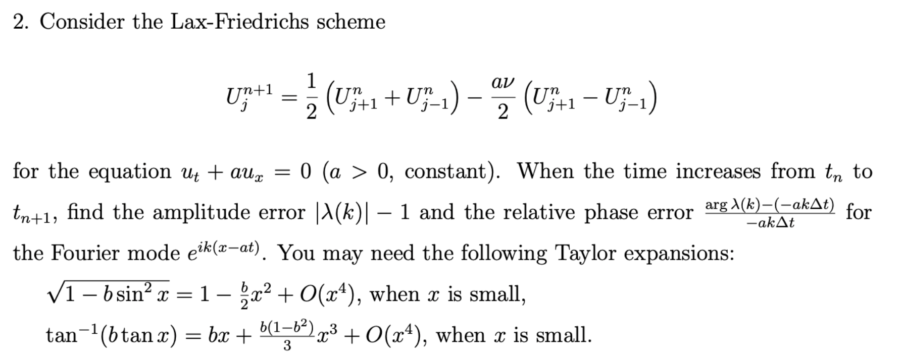 Solved Consider the Lax-Friedrichs | Chegg.com