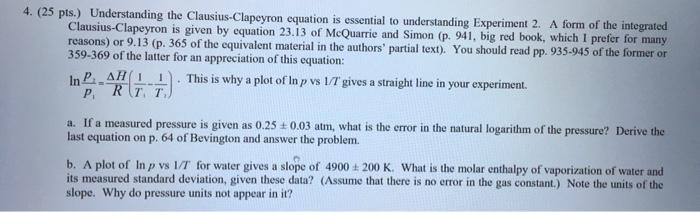 Solved (25 pts.) Understanding the Clausius-Clapeyron | Chegg.com
