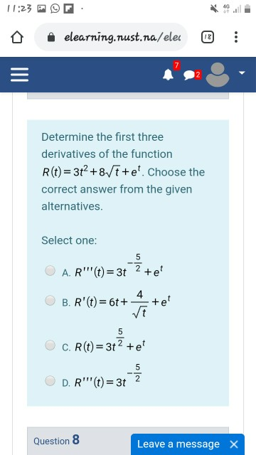 Solved 11:23 elearning.nust.na/elet 18 7 Determine the first | Chegg.com