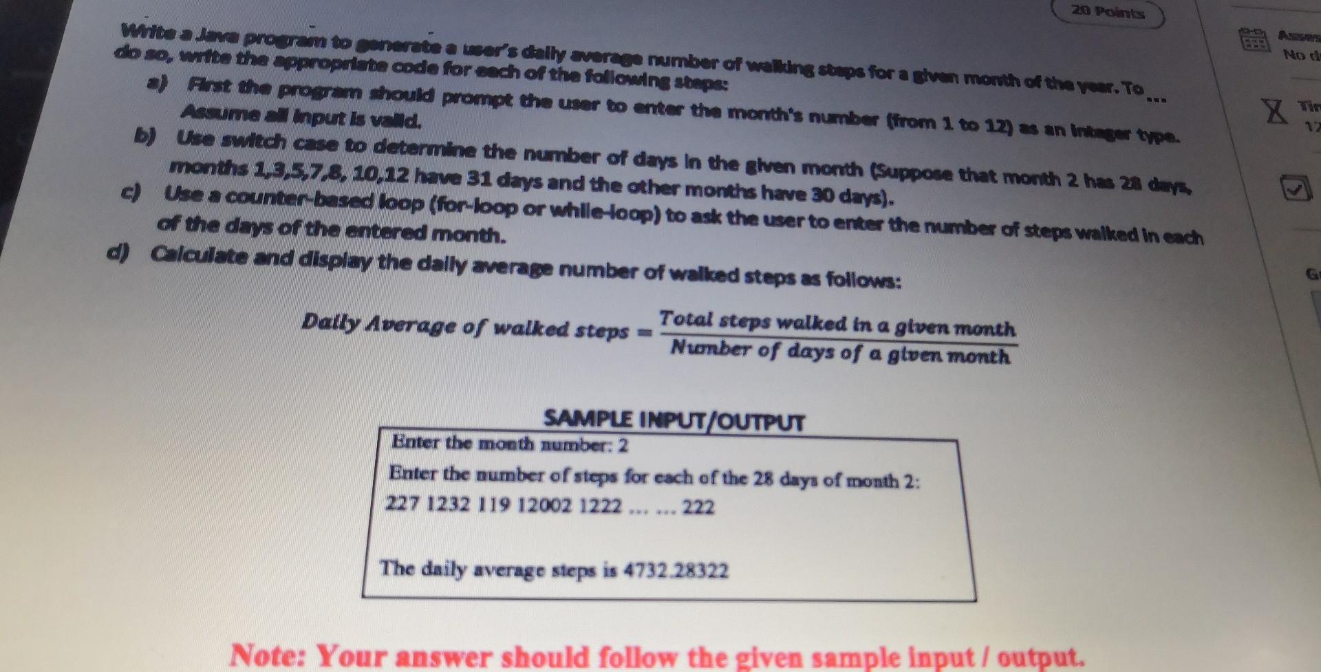 Solved 20 Points No D X Write A Java Program To Generate A Chegg
