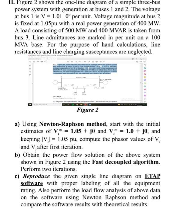 II. Figure 2 shows the one-line diagram of a simple | Chegg.com