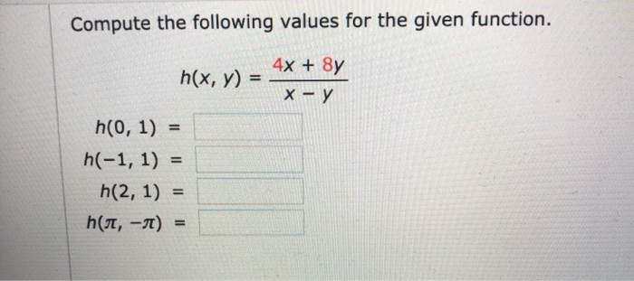 Solved Compute the following values for the given function. | Chegg.com